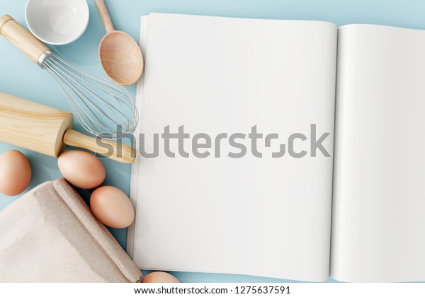Top View Baking Tools Blank Book Stock Illustration 1275637591 ...