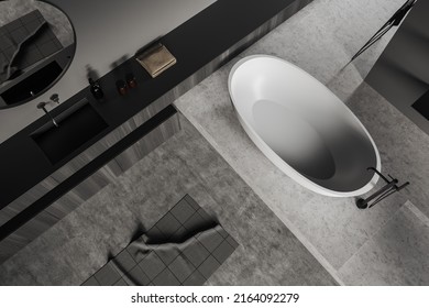 Top View Bathing Room Interior Bathtub Stock Illustration 2164092279 ...