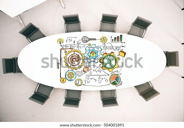 Top View Conference Table Creative Business Stock Illustration ...