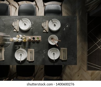 Top View Dining Table Tableware 3d Stock Illustration 1400600276 ...