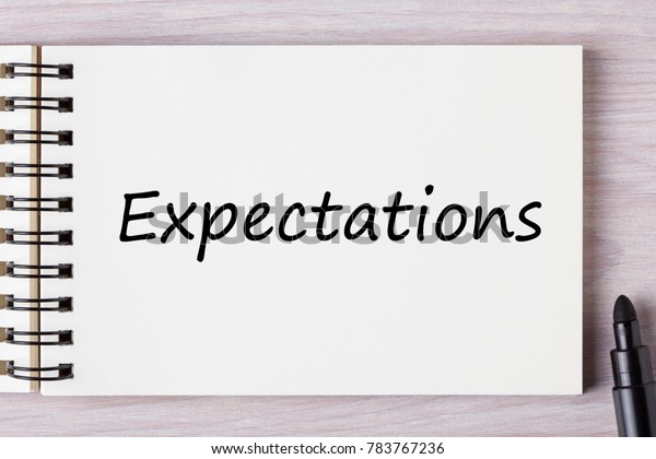 Top View Expectations Text On Notebook Stock Illustration 783767236