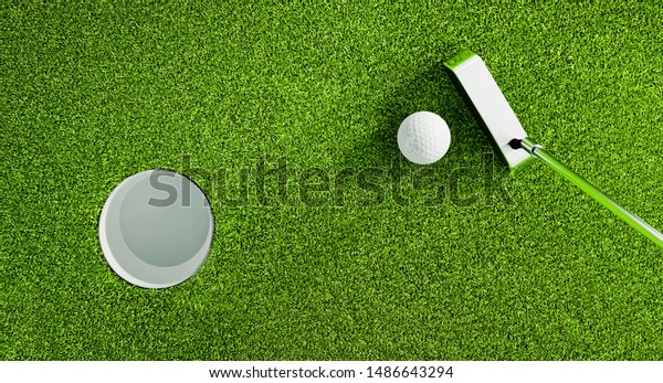 Top View Golf Ball Putter On Stock Illustration 1486643294