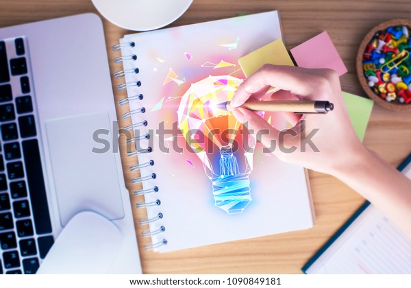 Top View Hand Drawing Creative Polygonal Stock Illustration 1090849181 ...
