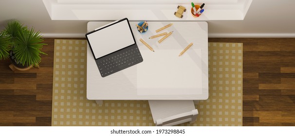 Top View Kid Study Table Digital Stock Illustration 1973298845 ...