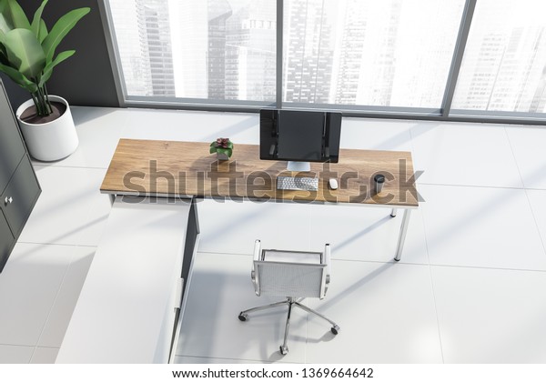 Top View Manager Office Gray Walls Stock Illustration 1369664642 ...