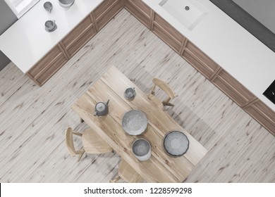 Top View Modern Kitchen Interior Gray Stock Illustration 1228599298