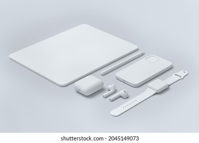 Top View Monochrome Computer Tablet Stylus Stock Illustration ...