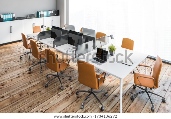 Top View Open Space Office Gray Stock Illustration 1734136292 ...