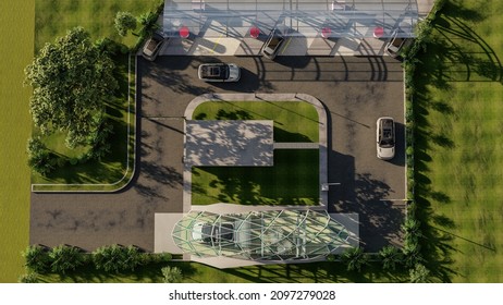 Top View Parking Master Plan Countryside Stock Illustration 2097279028