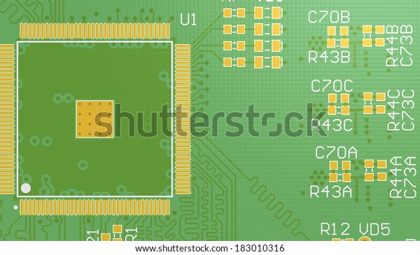 Top View Pcb 3d Circuit Cad: ilustración de stock 183010316 | Shutterstock