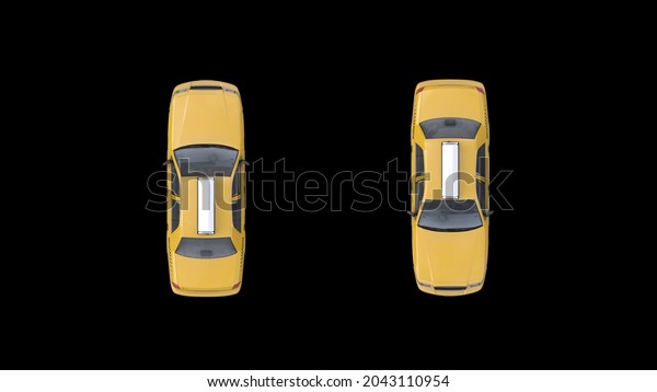 Top View Render Iconic Yellow Cab Stock Illustration 2043110954 ...