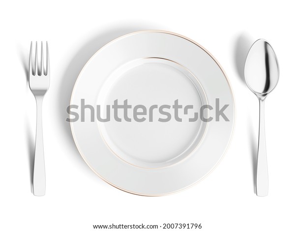 Top View Table Setting On White Stock Illustration 2007391796 ...
