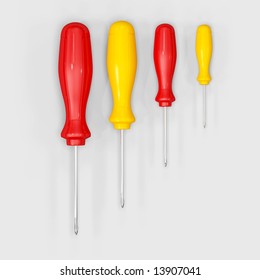 Top View Three Screwdriver 3d Rendering Stock Illustration 13907041 ...