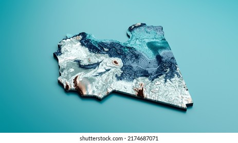 Topographic Libya Map Hypsometric Libyan Elevation Stock Illustration ...
