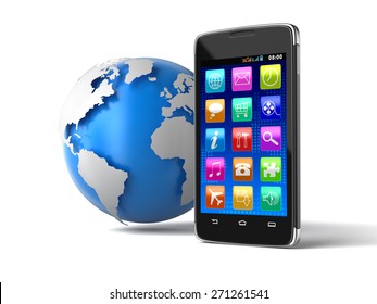 3d Smartphones Around World Globe Isolated 스톡 일러스트 179614529 | Shutterstock