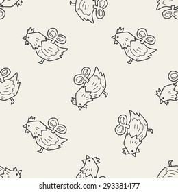 Toy Chicken Doodle Seamless Pattern Background Stock Illustration ...
