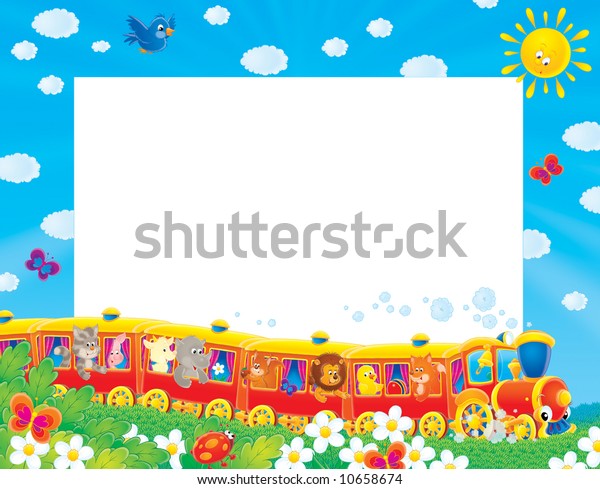 Toy Frame Border Funny Train Stock Illustration 10658674