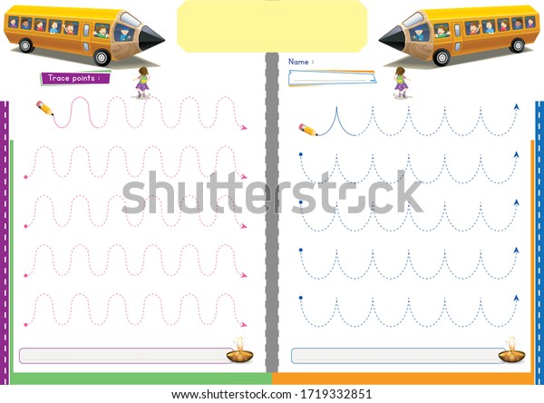 Tracing Dashed Lines Tracing Worksheet Preschool: ilustrações stock ...