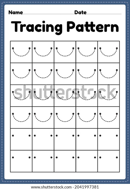 Tracing Pattern Curve Lines Worksheet Kindergarten Stock Illustration ...