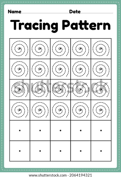 Tracing Pattern Spiral Lines Worksheet Kindergarten Stock Illustration ...