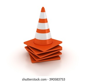 Traffic Cones Stack On White Background Stock Illustration 390583753 ...