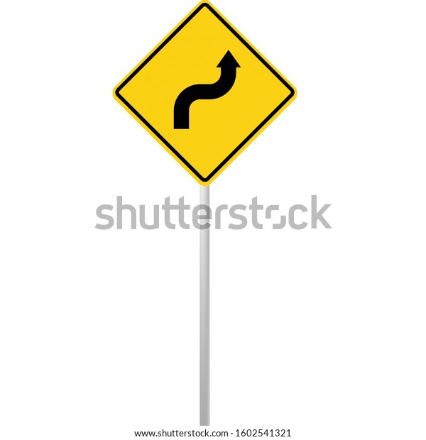Traffic Warning Sign Sharp Curve Right Stock Illustration 1602541321 ...