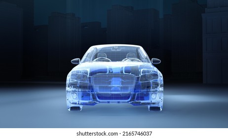 Translucent Car Wireframe On Model Dark Stock Illustration 2165746037 ...