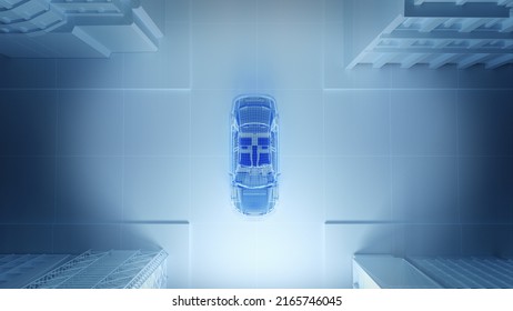 Translucent Car Wireframe On Model Dark Stock Illustration 2165746045 ...