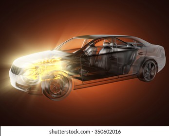 Transparent Car Concept Made 3d Graphics Stock Illustration 95719666