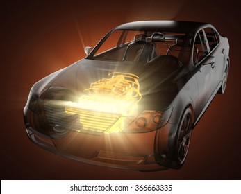Transparent Car Concept Made 3d Graphics Stock Illustration 95719666