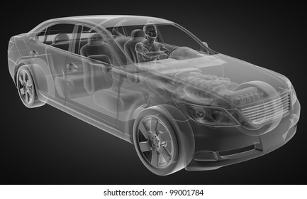 Transparent Car Concept Driver Made 3d Stock Illustration 99001784 ...