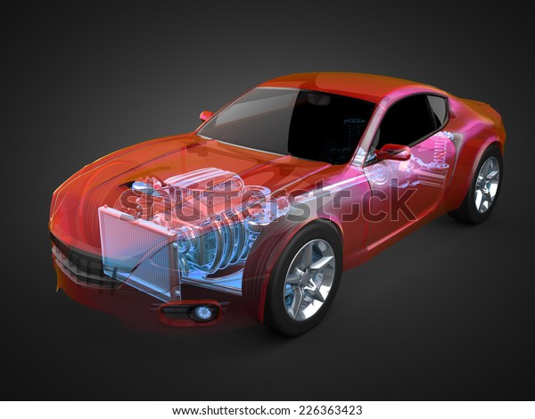 Transparent Car Concept Visible Engine Transmission Stock Illustration ...