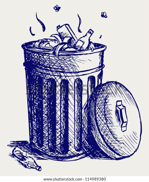 Trash Bin Full Garbage Doodle Style Stock Illustration 114989380 ...