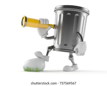 Trash Can Character Looking Through Telescope 스톡 일러스트 737569567 ...