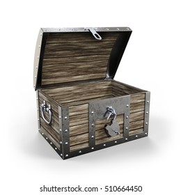 Treasure Chest Empty Open 3d Rendering: ilustración de stock 510664450 ...