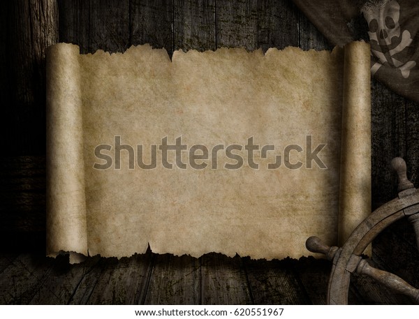 Treasure Map Frame Over Other Pirates Stock Illustration 620551967