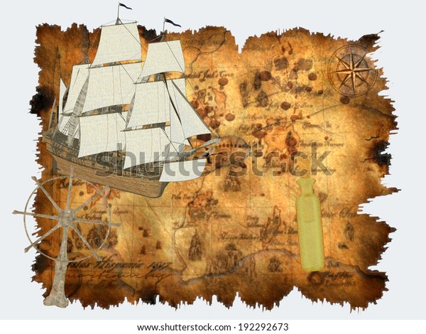 Treasure Map Treasure Map Marks Location Stock Illustration 192292673 ...