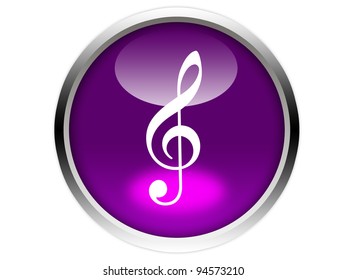 Treble Clef Note On Glossy Purple Stock Illustration 94573210
