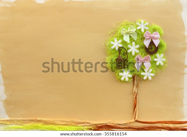 Tree Craft Creative Scrapbook Background Cover 스톡 일러스트 355816154