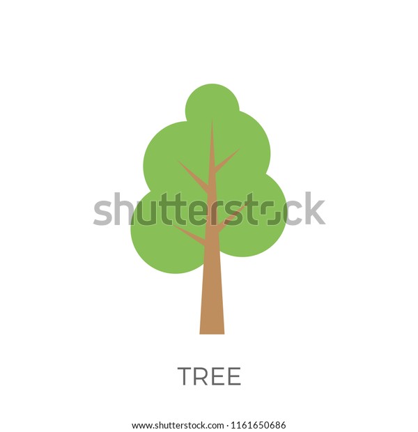 Tree Flat Design Isolated On White Stock Illustration 1161650686 ...