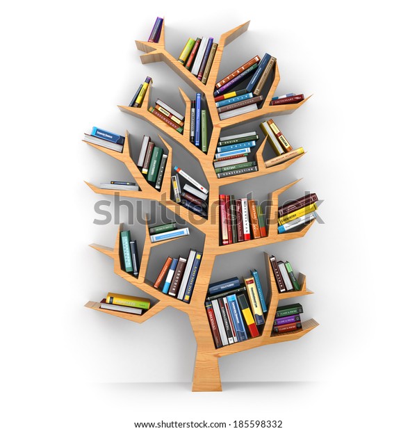Tree Knowledge Bookshelf On White Background Stock Illustration 185598332