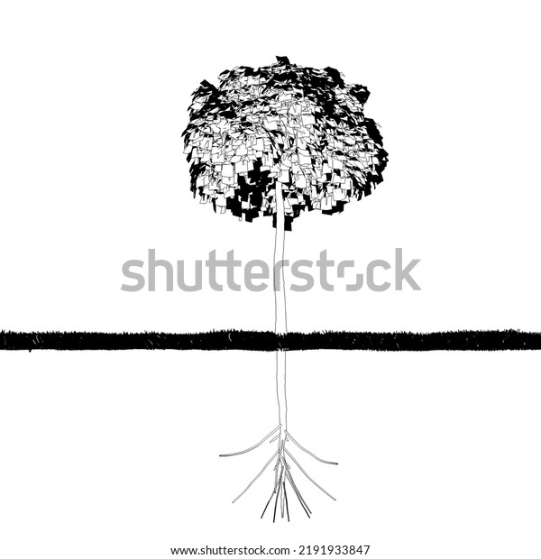 Tree Root System Cg Illustration Sketch Stock Illustration 2191933847 ...