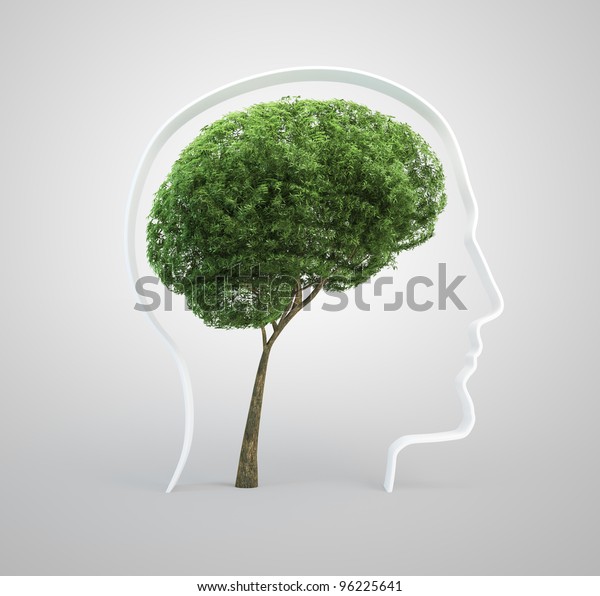 Tree Shaped Like Human Brain Inside Stock Illustration 96225641