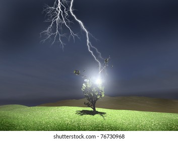 Tree Struck By Lightning Stock Illustration 76730968 | Shutterstock