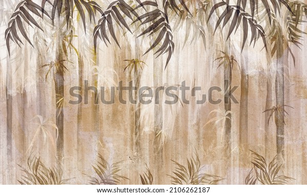 Tree Trunks Leaves On Plain Background Stock Illustration 2106262187 ...