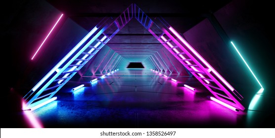 Triangle Pyramid Neon Glowing Sci Fi Stock Illustration 1358526497 ...