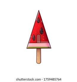 Triangular Ice Cream Form Slice Watermelon Stock Illustration ...