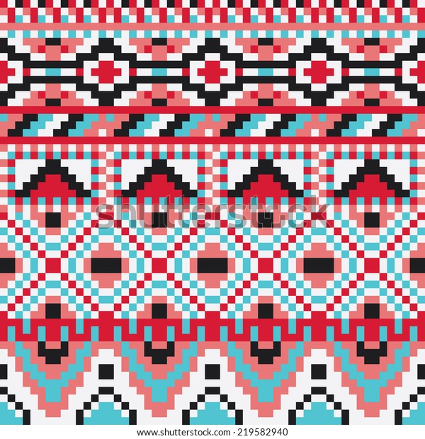 Tribal Pixel Pattern Stock Illustration 219582940