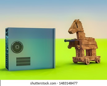 Trojan Horse Computer 3d Rendering Stock Illustration 1483148477 ...