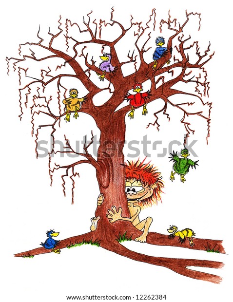 Troll Hidden Behind Tree Stock Illustration 12262384 | Shutterstock